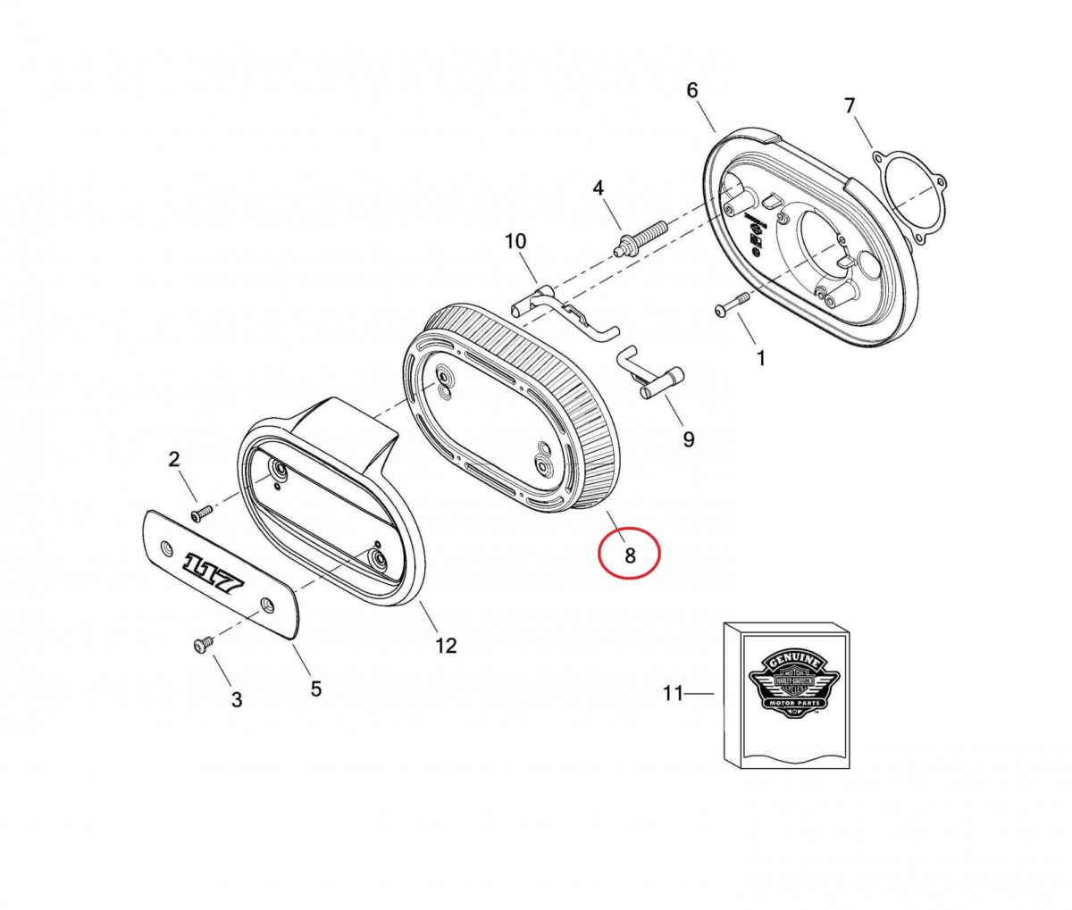 Elemento filtrante del filtro de aire Harley-Davidson® del equipamiento ...