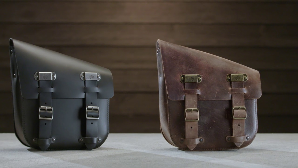 Maleta lateral para el basculante Harley-Davidson - Cuero marrón con ...